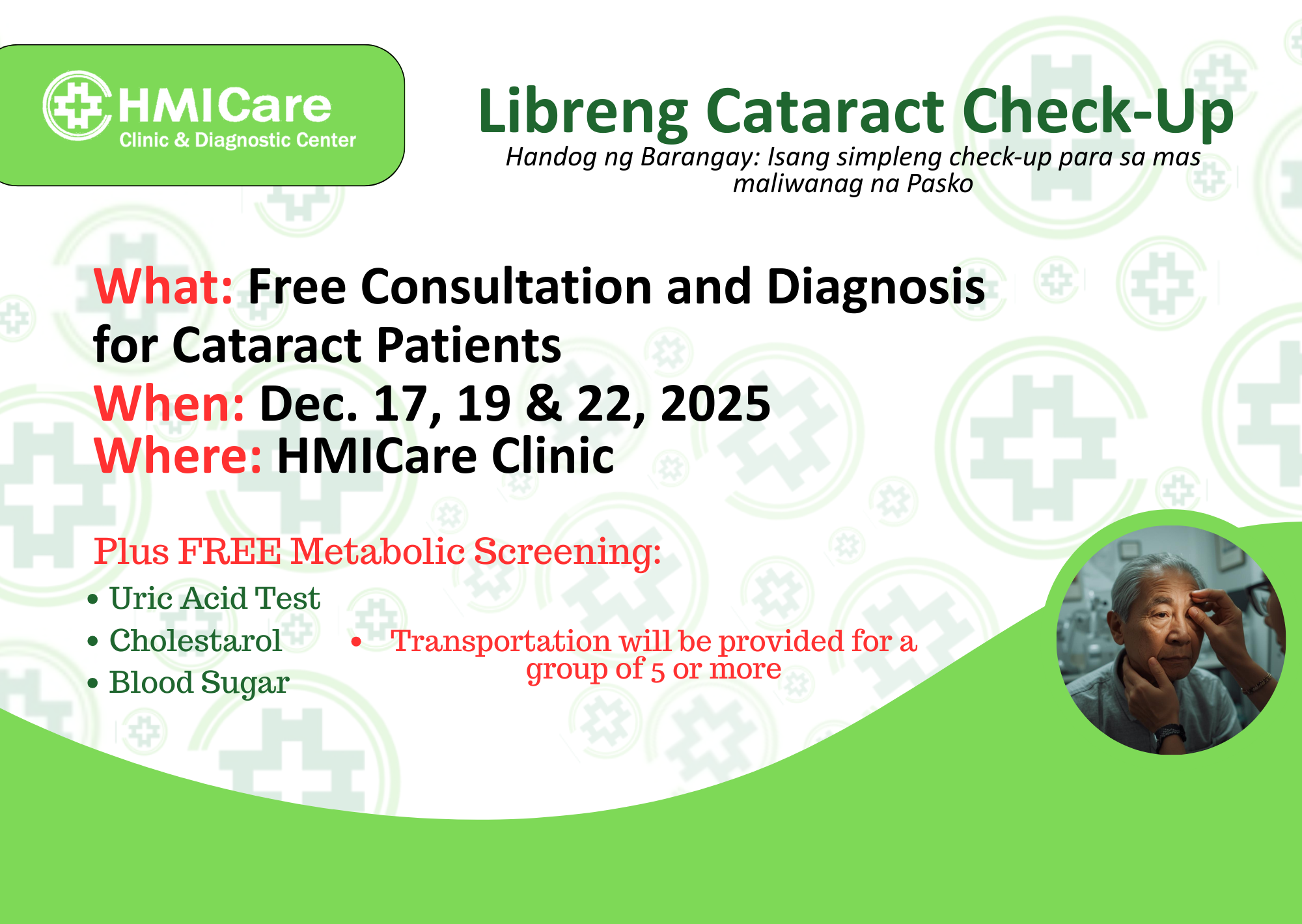 “Libreng Cataract Check-Up” | HMICare (Clinic and Diagnostic Center)